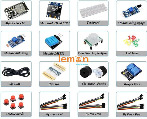 Bộ Kit học tập Wifi ESP32 IOT Starter Kit Kèm Tài Liệu - Bộ Thực Hành – Lemon Robotics